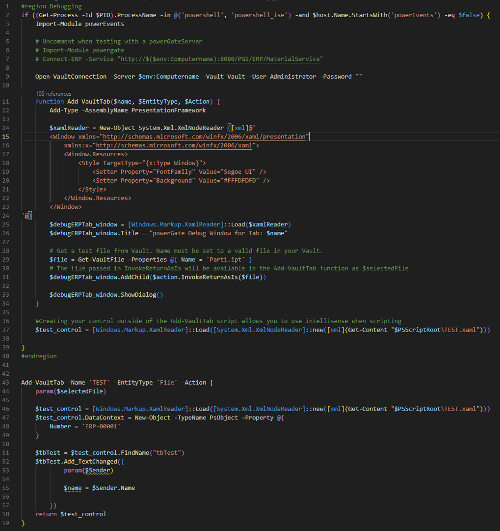 Developing and debugging powerEvents Vault tabs efficiently